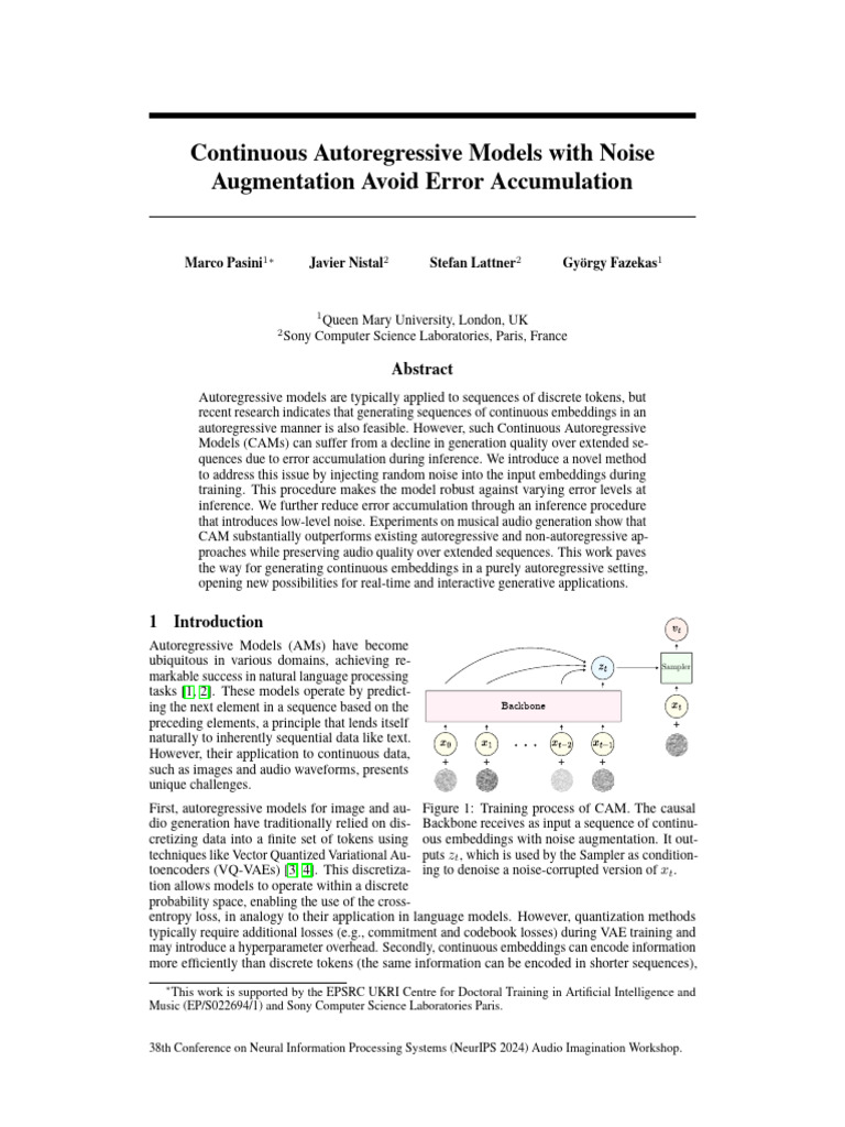 CAM: Noise-Augmented Autoregressive Models | PDF | Algorithms | Applied Mathematics