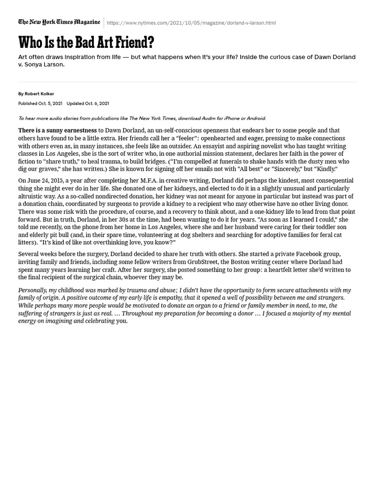 Who Is The Bad Art Friend - The New York Times | PDF