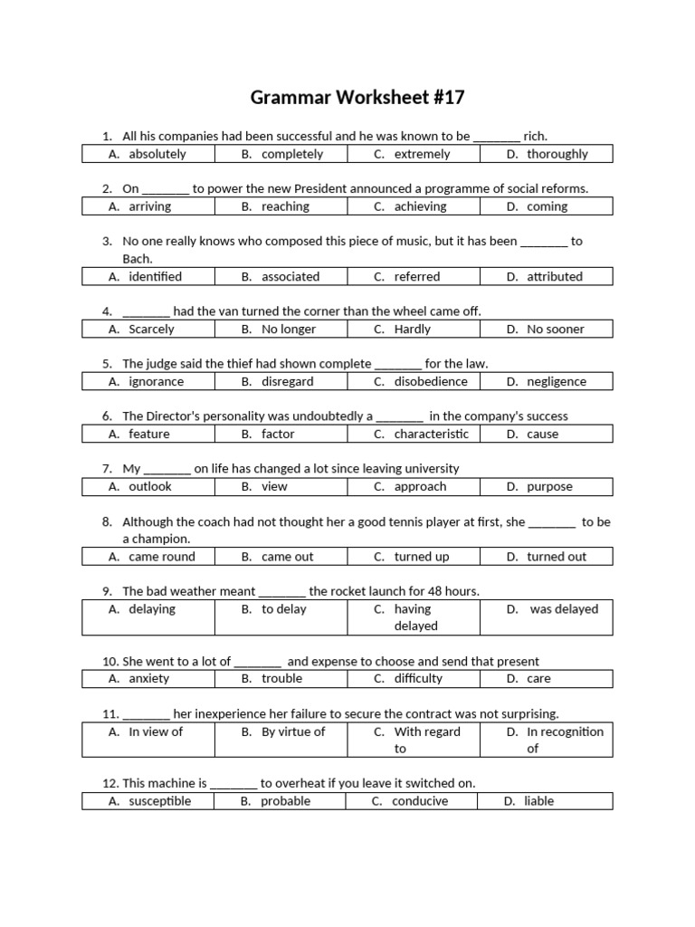 Advanced Grammar Quiz | PDF