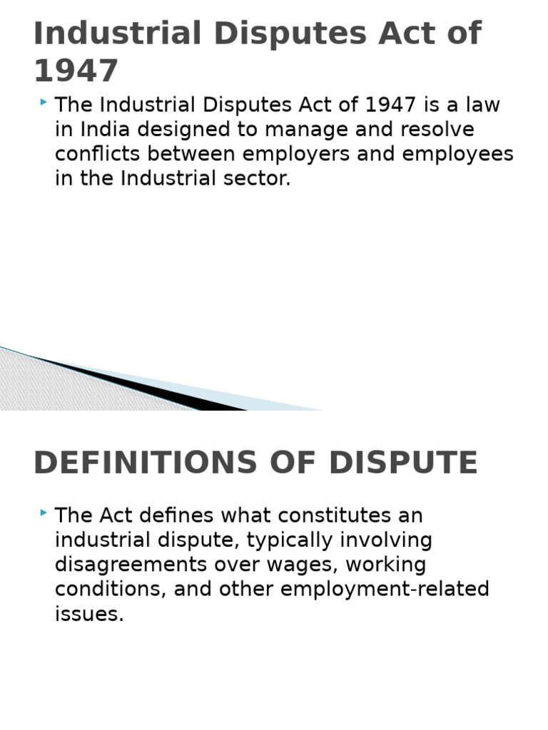 Industrial Disputes Act of 1947 | PDF