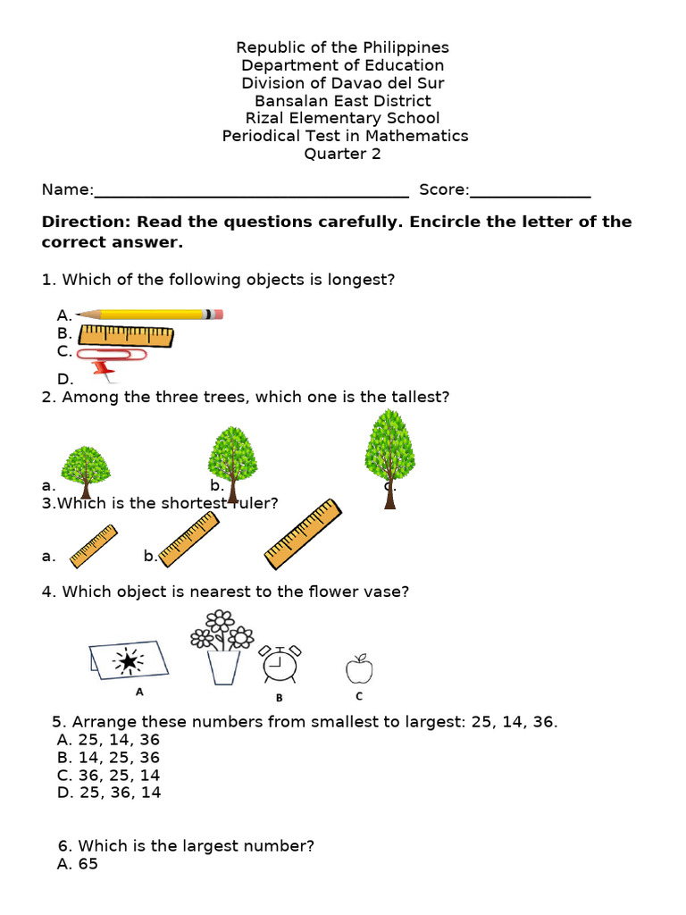 PT GRADE 1 MATATAG MATH 1 - English Version | PDF | Mathematics