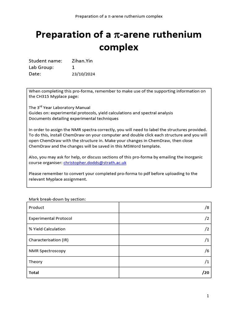 Zihan - Yin CH315 - Ruthenium Experiment - 2024 | PDF | Valence ...