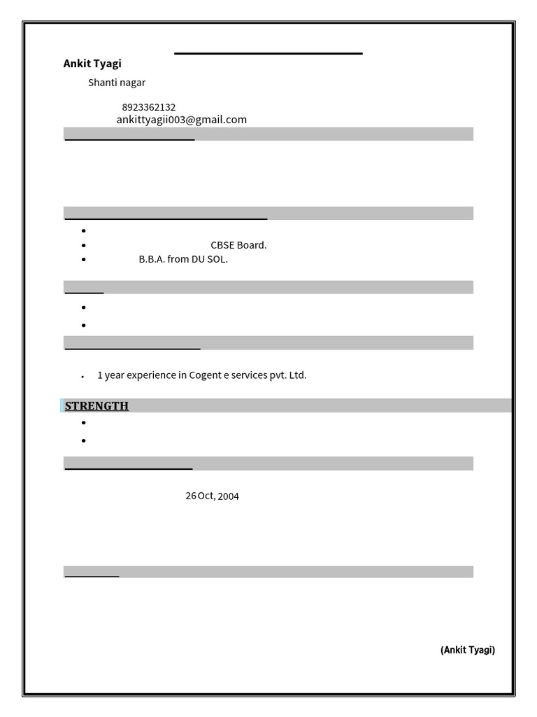Ankit Resume 1 Yr | PDF