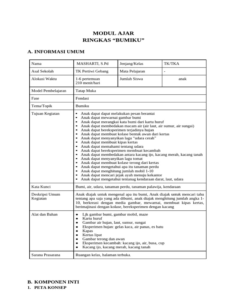 Modul Ajar Bumiku Kel A | PDF