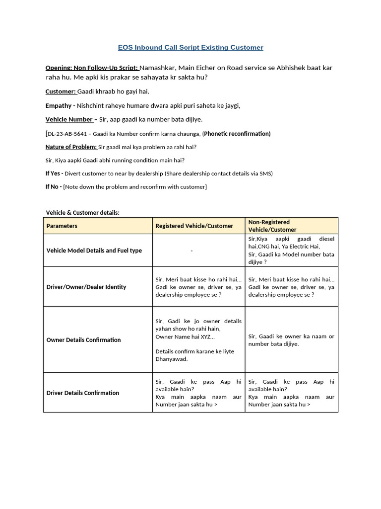 Eos Inbound Calling Script Pdf Telecommunications
