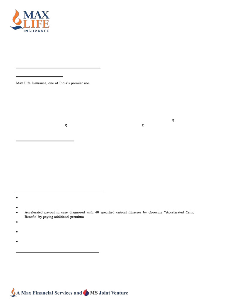 Max Life Online Term Plan Plus Prospectus | PDF | Insurance | Life ...