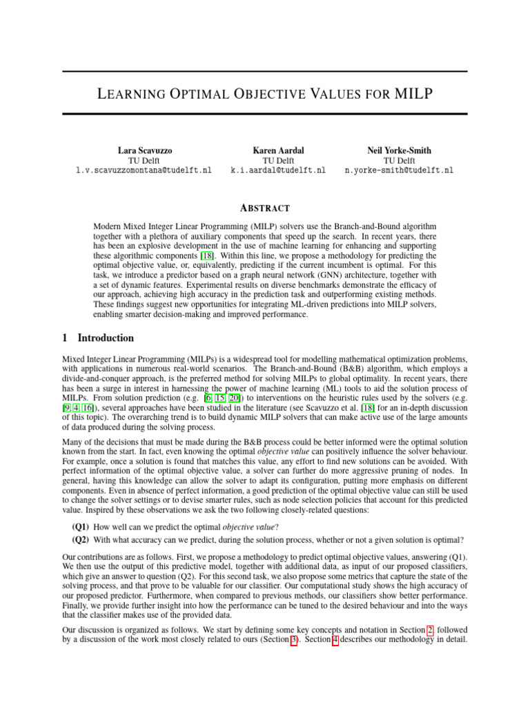 Learning Optimal Objective Values For Milp 18321v1 Pdf Linear