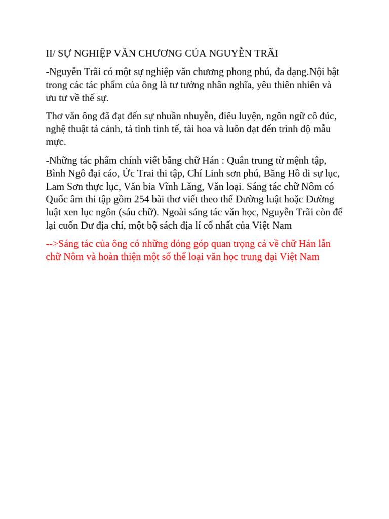 Sự Nghiệp Văn Chương Của Nguyên Trãi | PDF