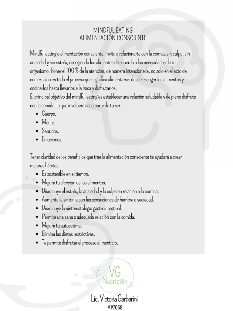 Alimentación Consciente: Mindful Eating | PDF