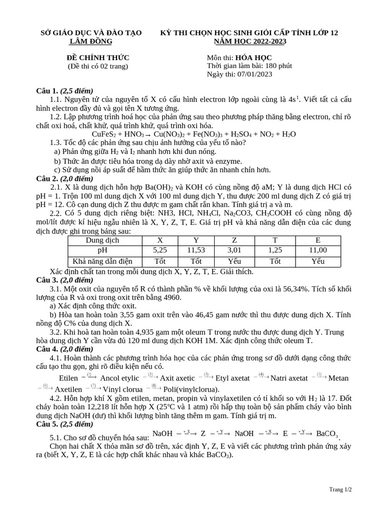 HSG 12 Lâm Đ NG 2022 - 2023 | PDF