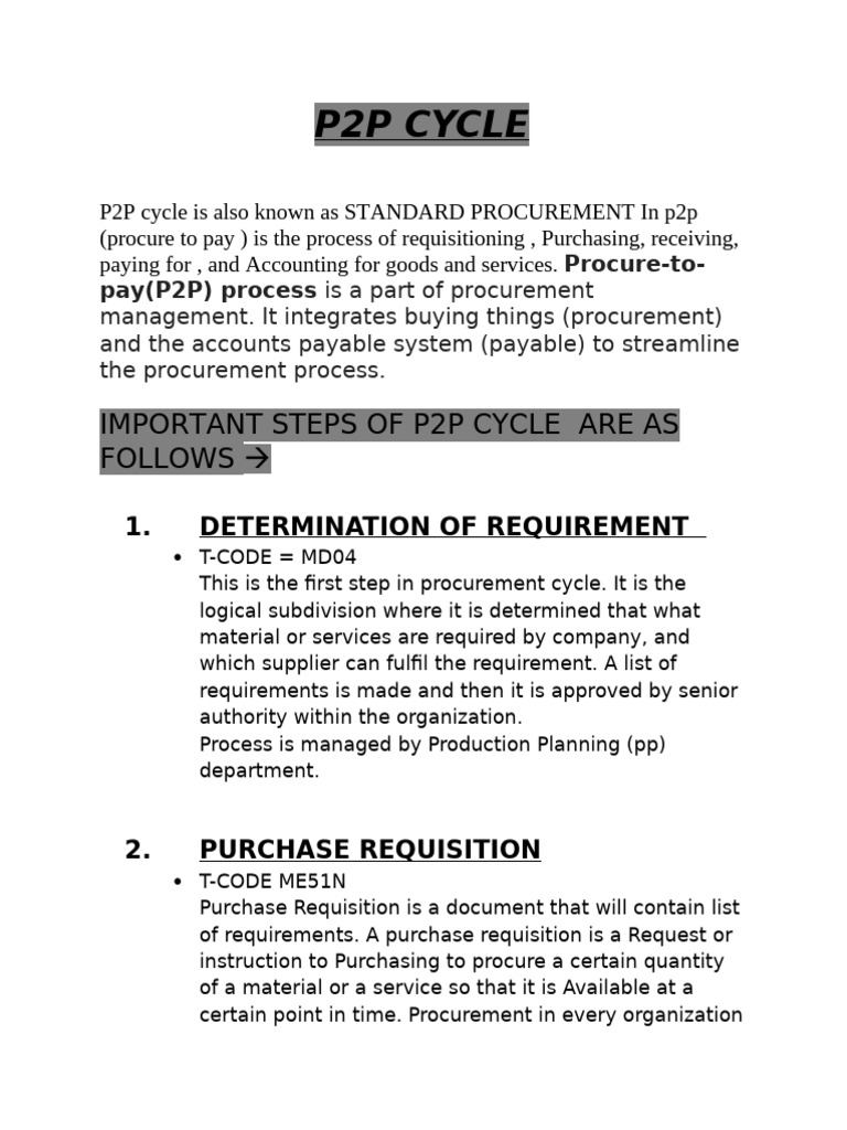 P2P Cycle | PDF | Procurement | Receipt