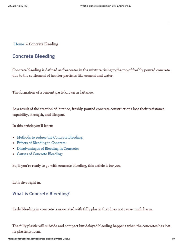 Concrete Bleeding | PDF | Concrete | Cement