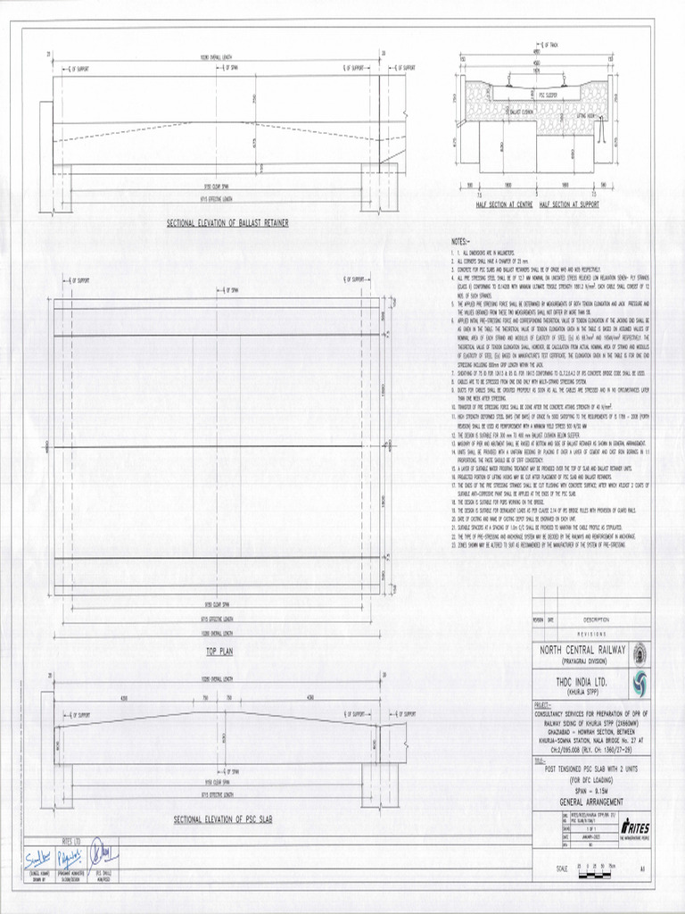 Drawings 9.15m PSC Slab Post Tensioned | PDF