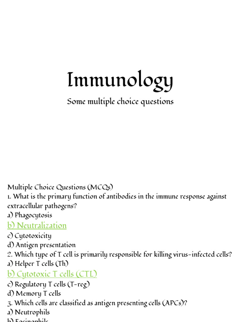 Immunology Mcq's Answers 2 | PDF | Antibody | Immune System