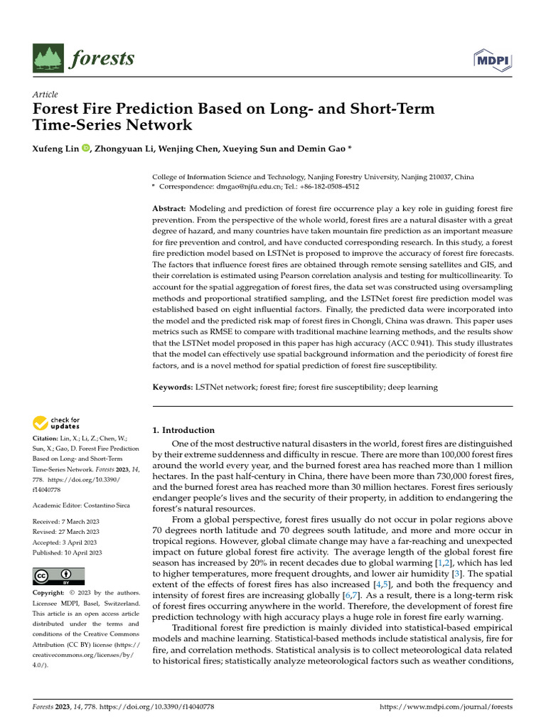 Forest Fire Prediction Based On Long - and Short-Term Time-Series ...