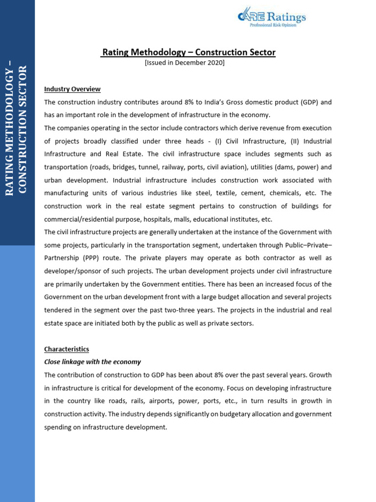 Rating Methodology-Construction - December2020 | PDF | Debt | Working ...