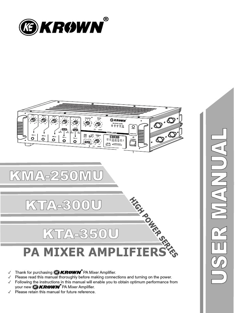 Krown KTA-250U Amplifier User Manual | PDF | Loudspeaker | Amplifier