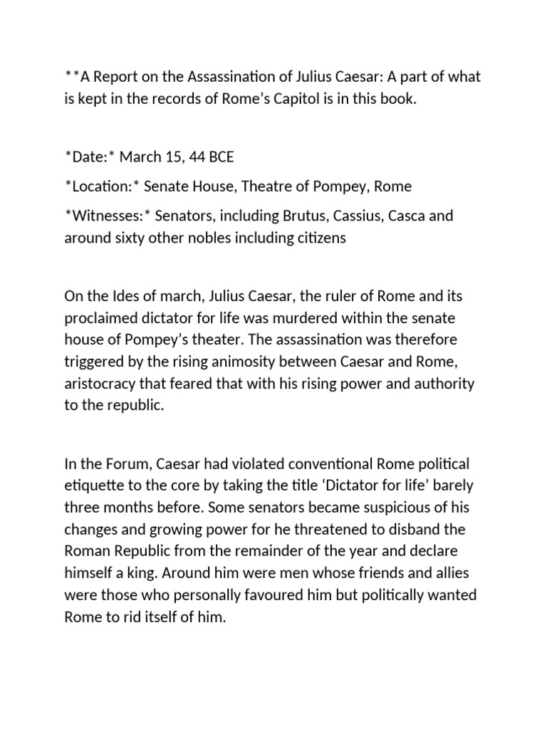 Assassination of Julius Caesar: 44 BCE | PDF | Julius Caesar | Ancient Rome