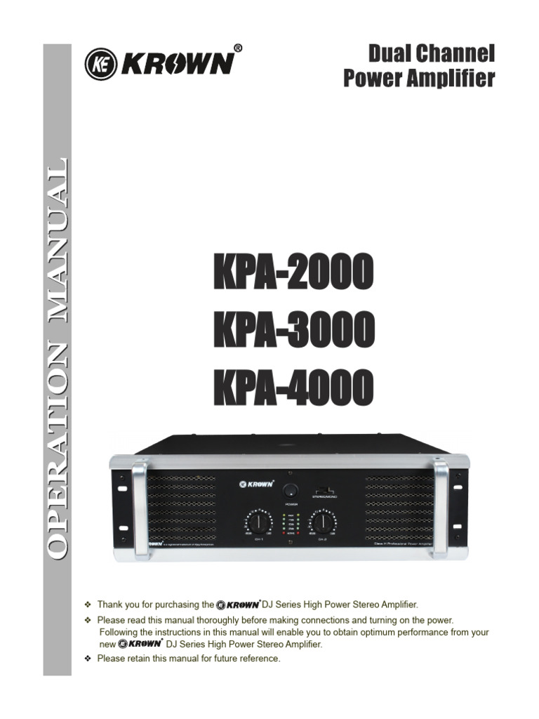 Krown KPA-4000 Amplifier User Manual | PDF | Electrical Connector ...