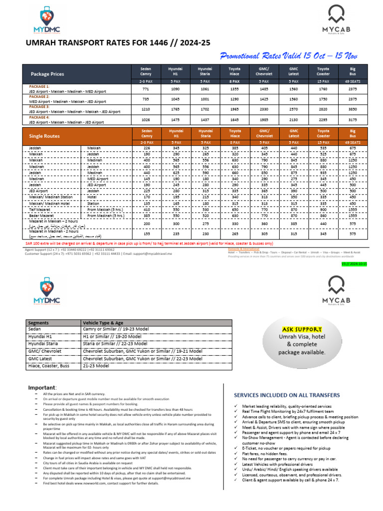 UMRAH TRANSPORT RATES FOR 1446 - V3 - Special Promotion 15 Oct - 15 Nov ...