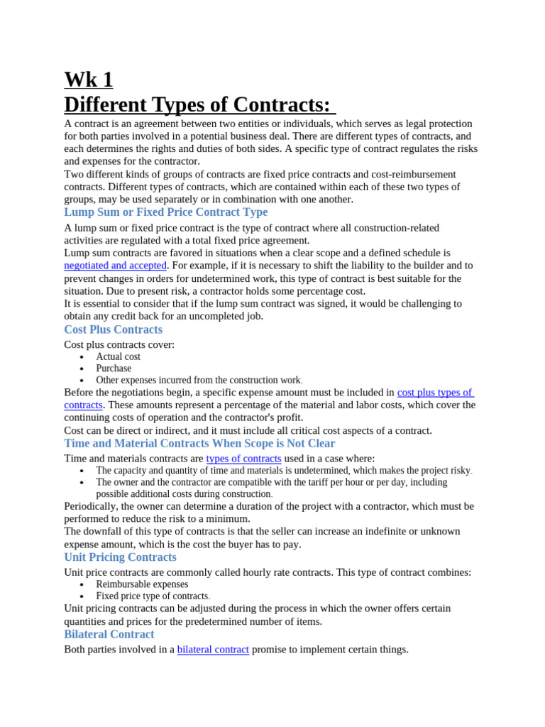 Different Types of Contracts | PDF | Non Disclosure Agreement | Indemnity