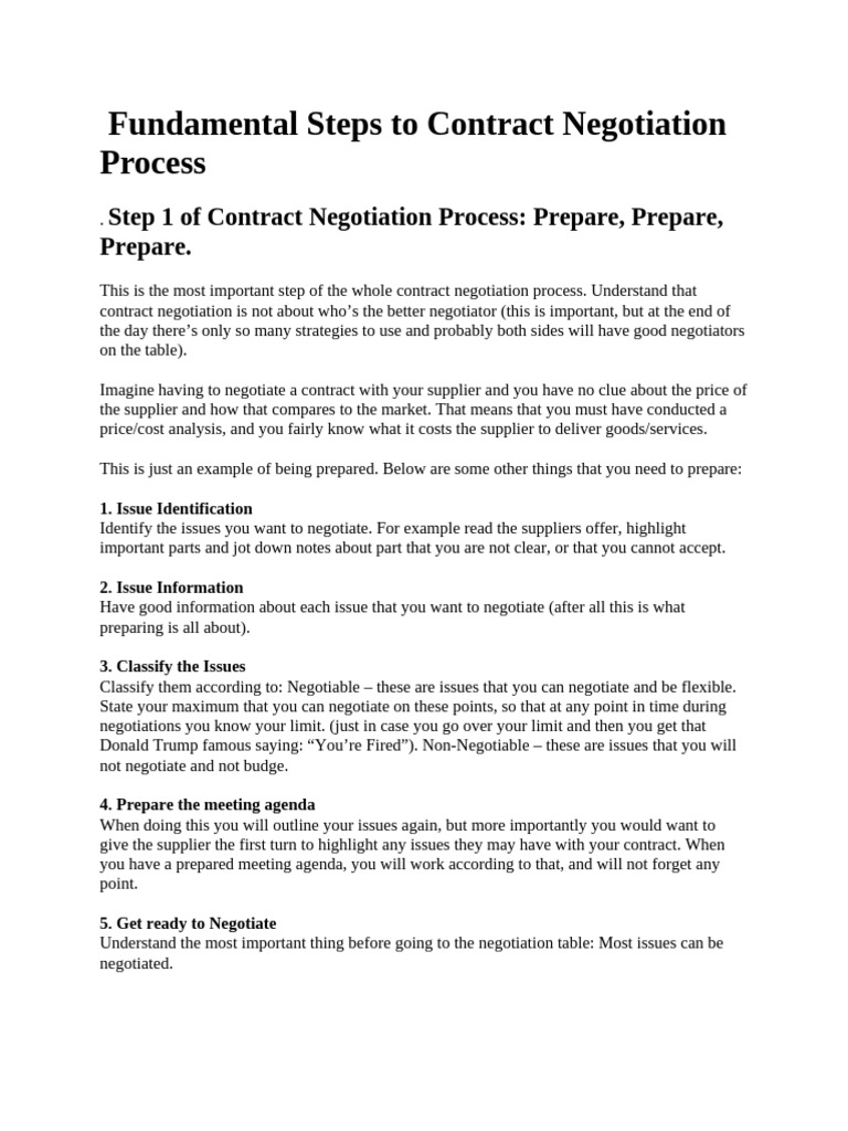 Fundamental Steps To Contract Negotiation Process | PDF | Mergers And ...
