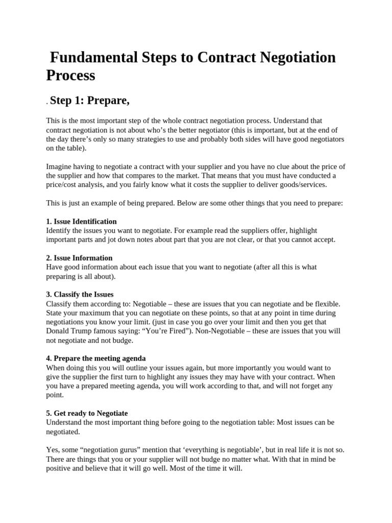 Fundamental Steps To Contract Negotiation Process-1 | PDF | Mergers And ...