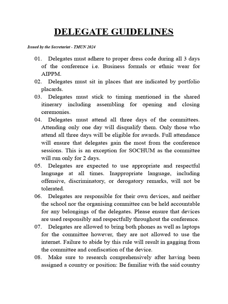 Delegate Guidelines | PDF | Committee | Government