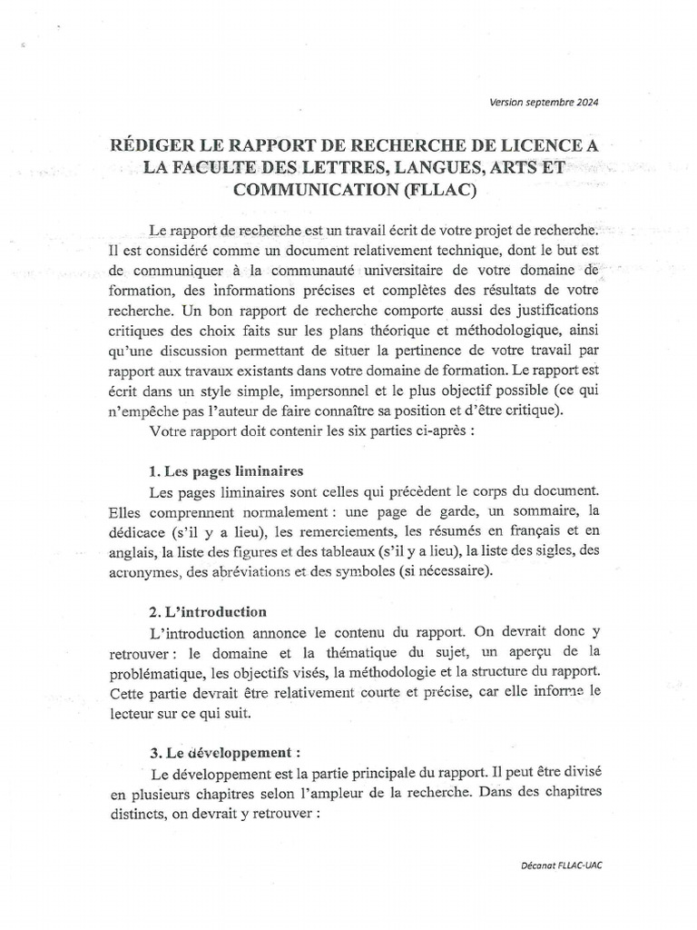 Rédaction de Rapport de Recherche Licence | PDF