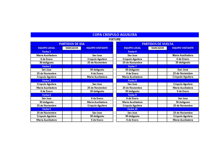 Fixture Copa Crispulo Aguilera | PDF | Asociación de Futbol