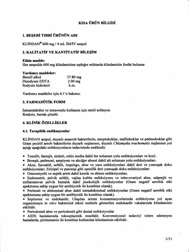 Klindan 600 MG 4ml Im IV Ampul Kub | PDF