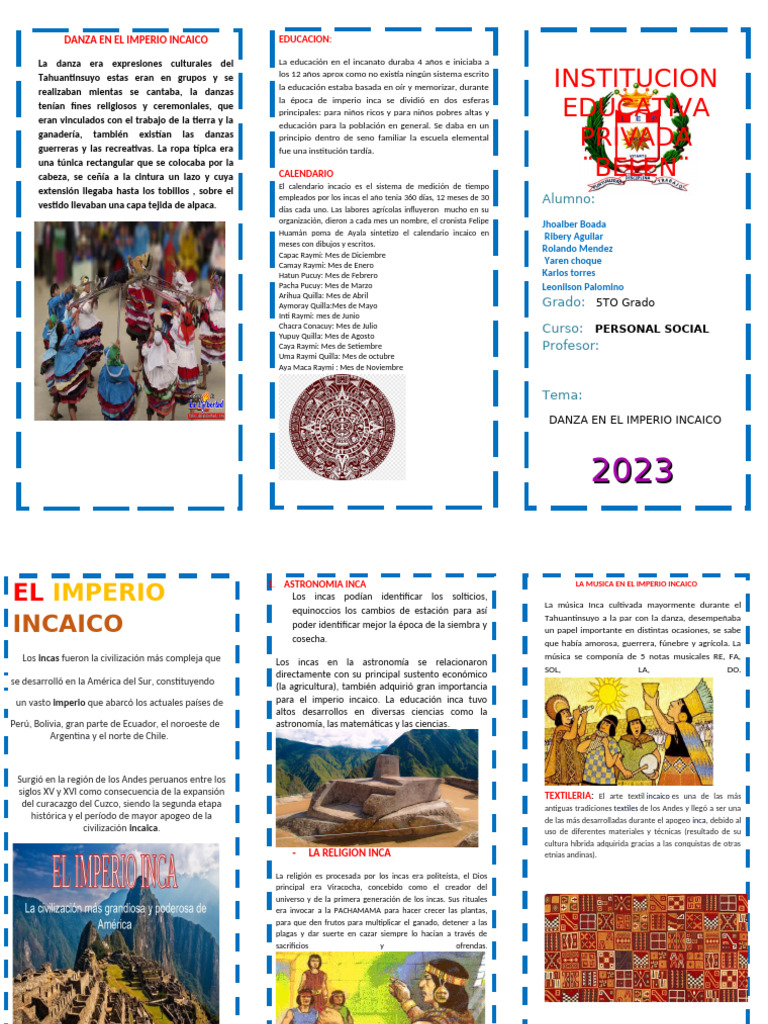 Triptico INCA | PDF | Imperio Inca