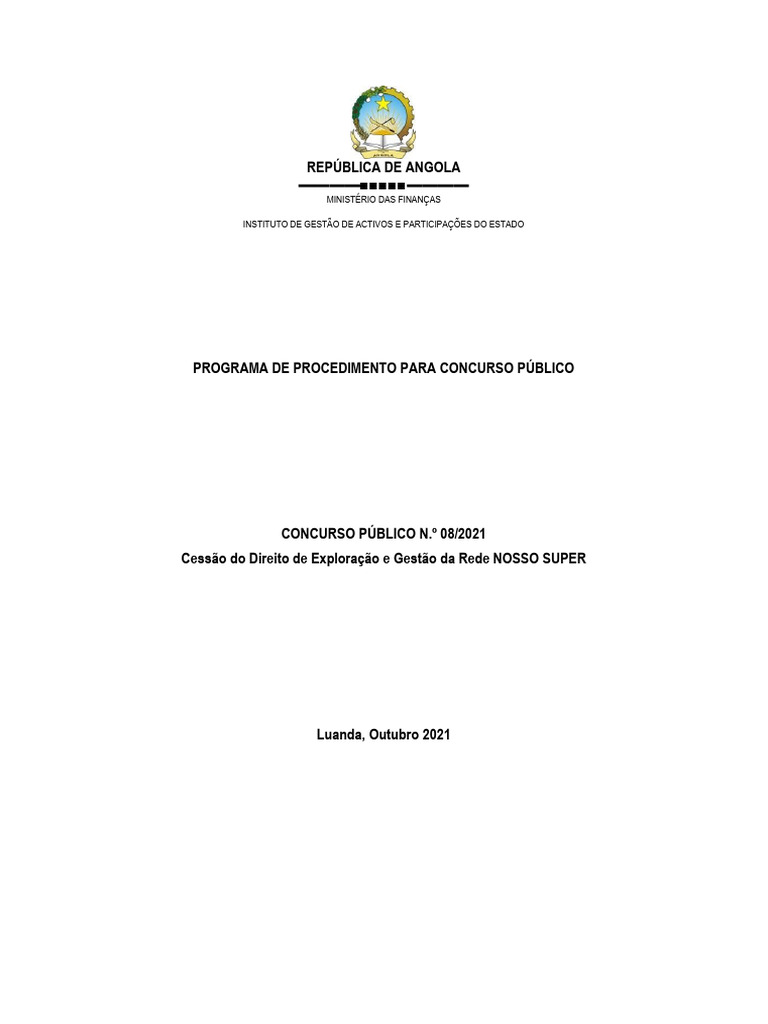 Programa de Concurso Público 2021 Angola | PDF