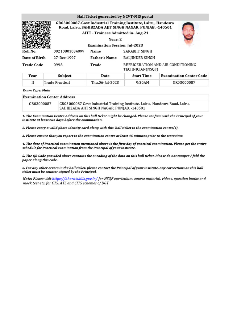 HallTicket July2023 | PDF