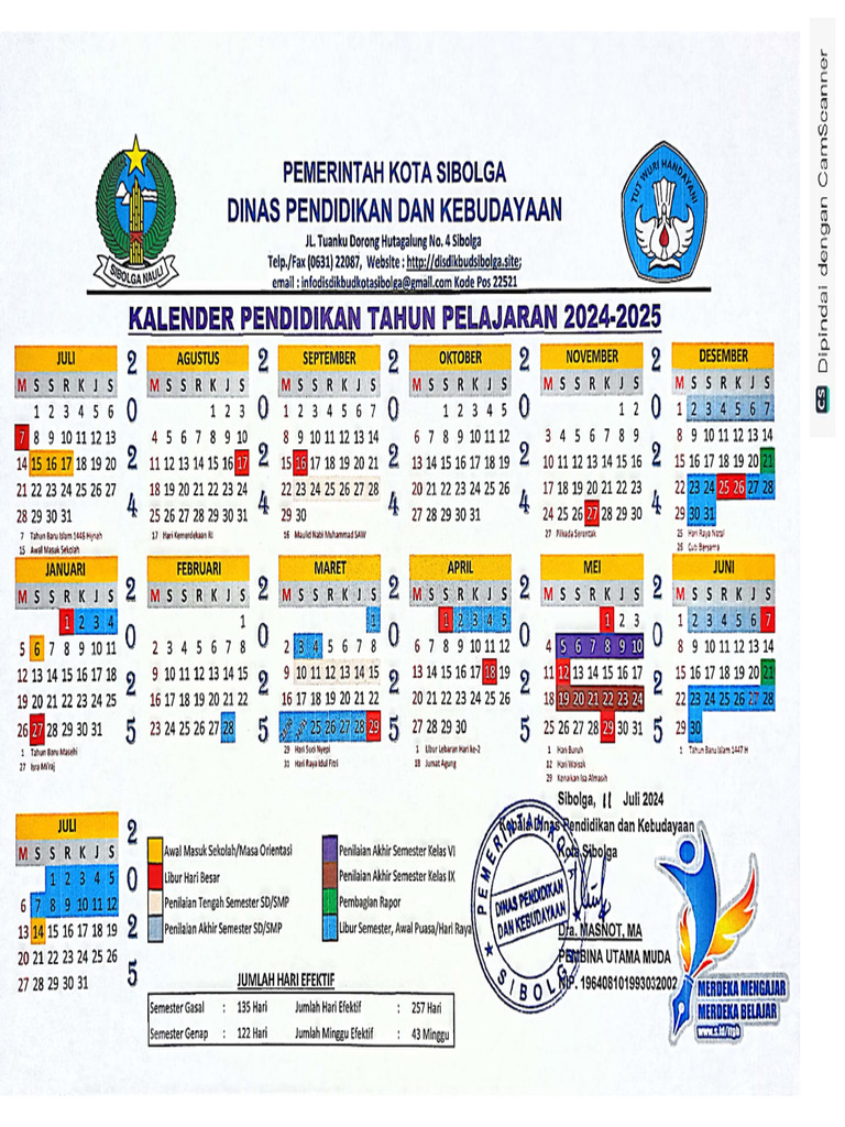 Kalender Pendidikan Tahun Pelajaran 2024-2025 | PDF