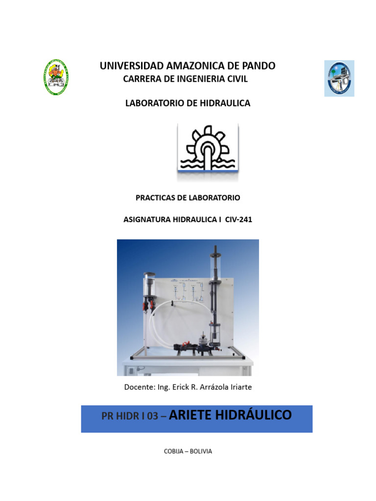 Practica 04 Ariete Hidráulico - Lab Hidr | PDF | Gases | Hidráulica