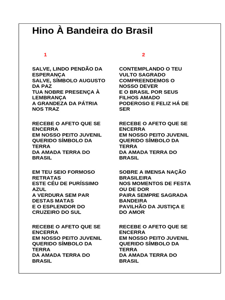 Hino À Bandeira Do Brasil | PDF