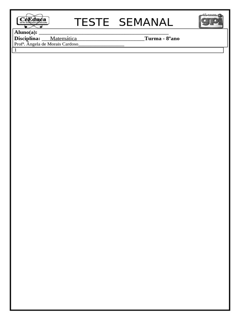 Folha de Teste Semanal Alterado | PDF