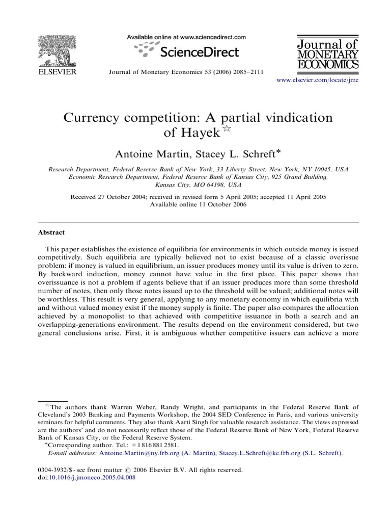 Currency Competition - A Partial Vindication of Hayek | PDF | Economic ...