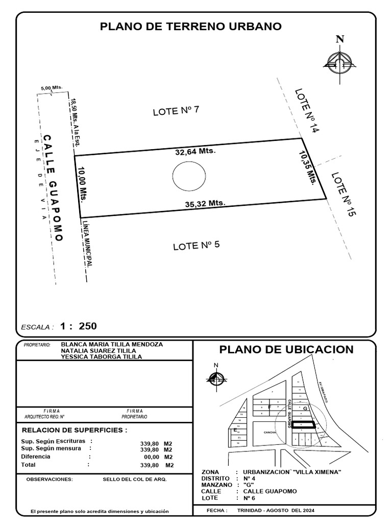 Plano de Terreno Urbano en Villa Ximena | PDF