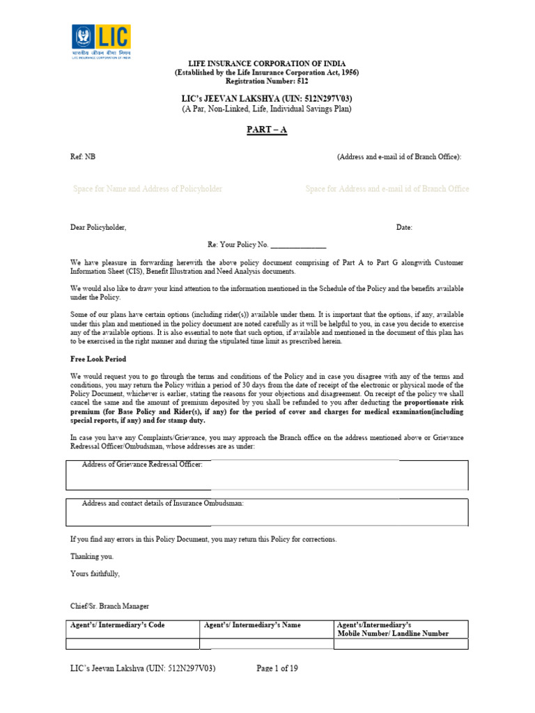 LIC Jeevan Lakshya Policy Guide | PDF | Insurance | Life Insurance