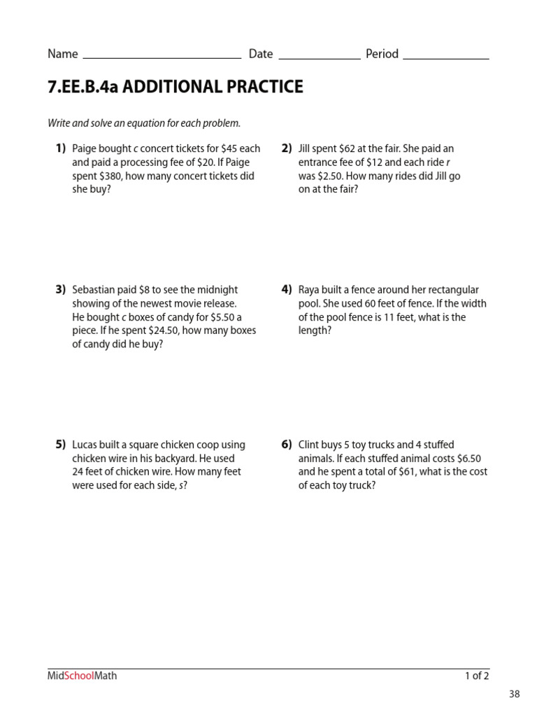 Grade 7 Additional Practice | PDF