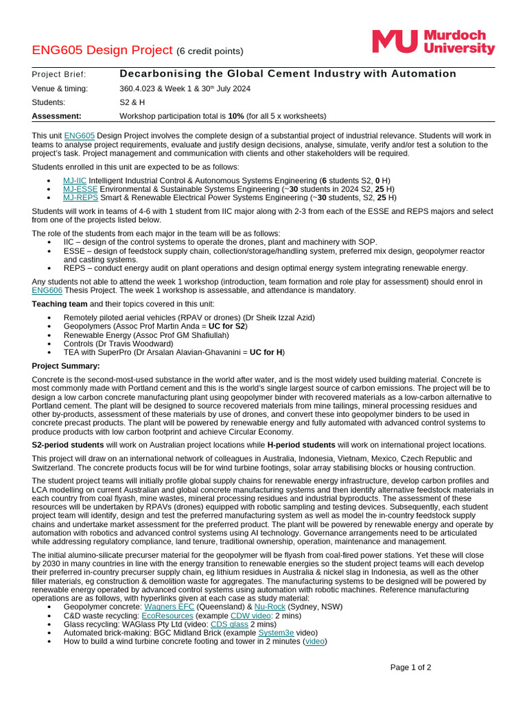 Project Briefs Summary | PDF | Concrete | Renewable Energy