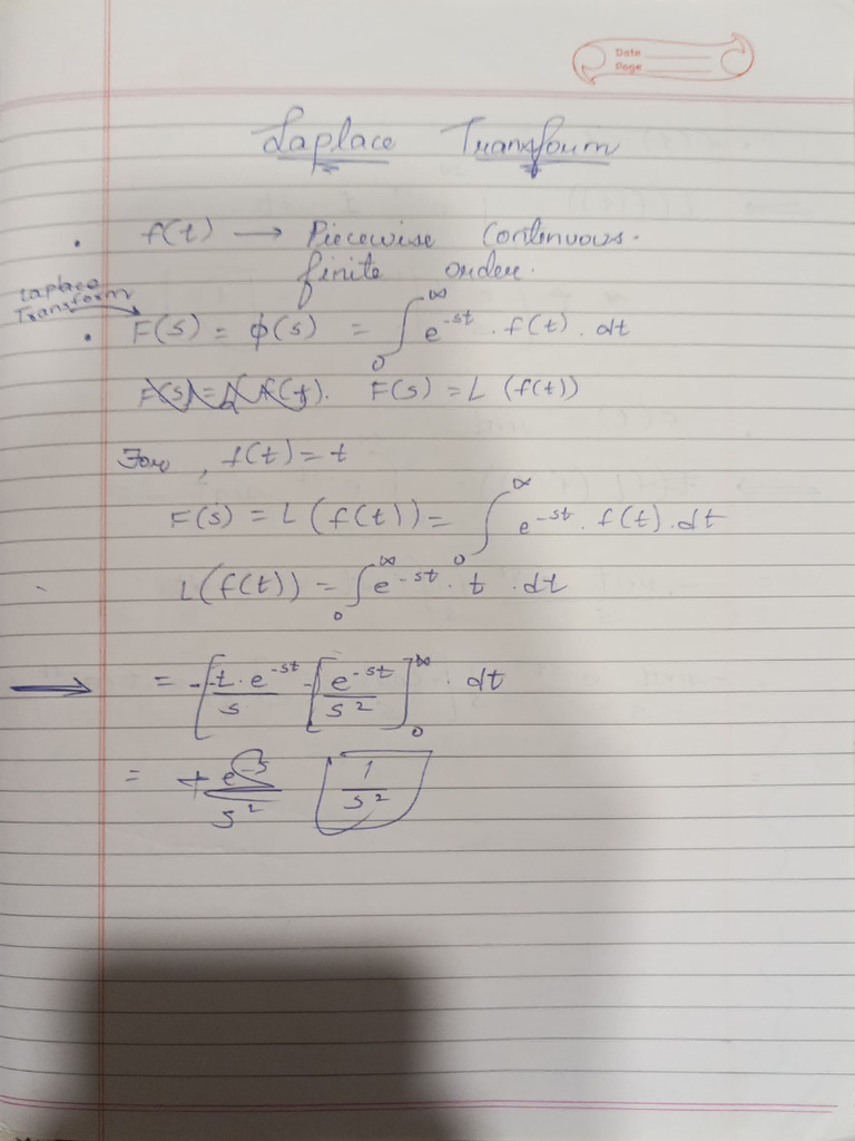 Maths - 3 Laplace Transform Handwritten Notes | PDF