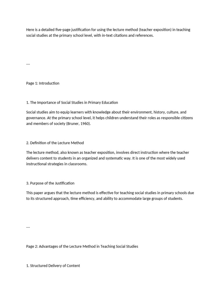 Teacher Exposition Method Assignment | PDF | Lecture | Teachers