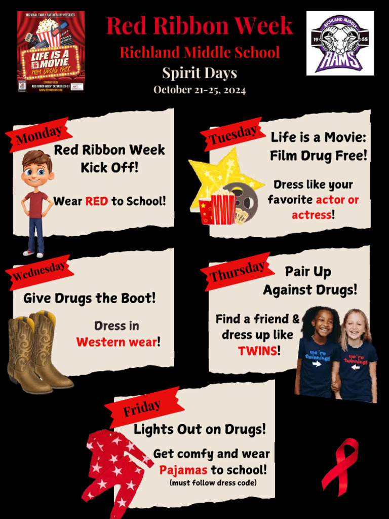 Red Ribbon Week Spirit Days 2024 | PDF