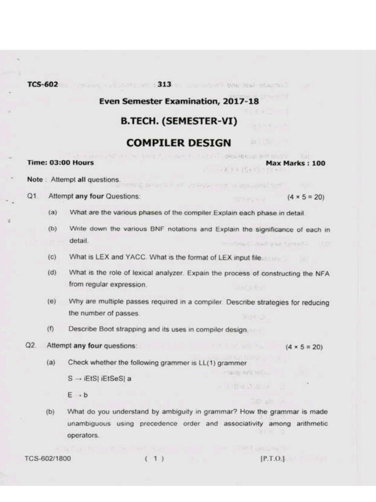 Compiler Design 2017 | PDF