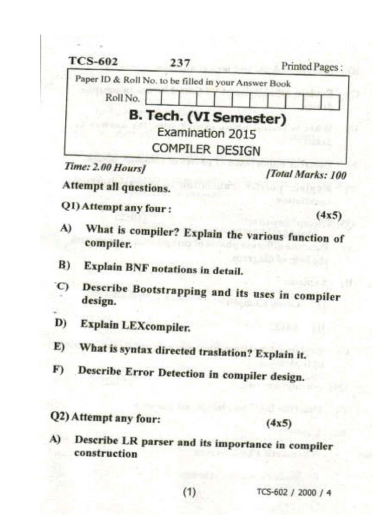 Compiler Design 2015 | PDF