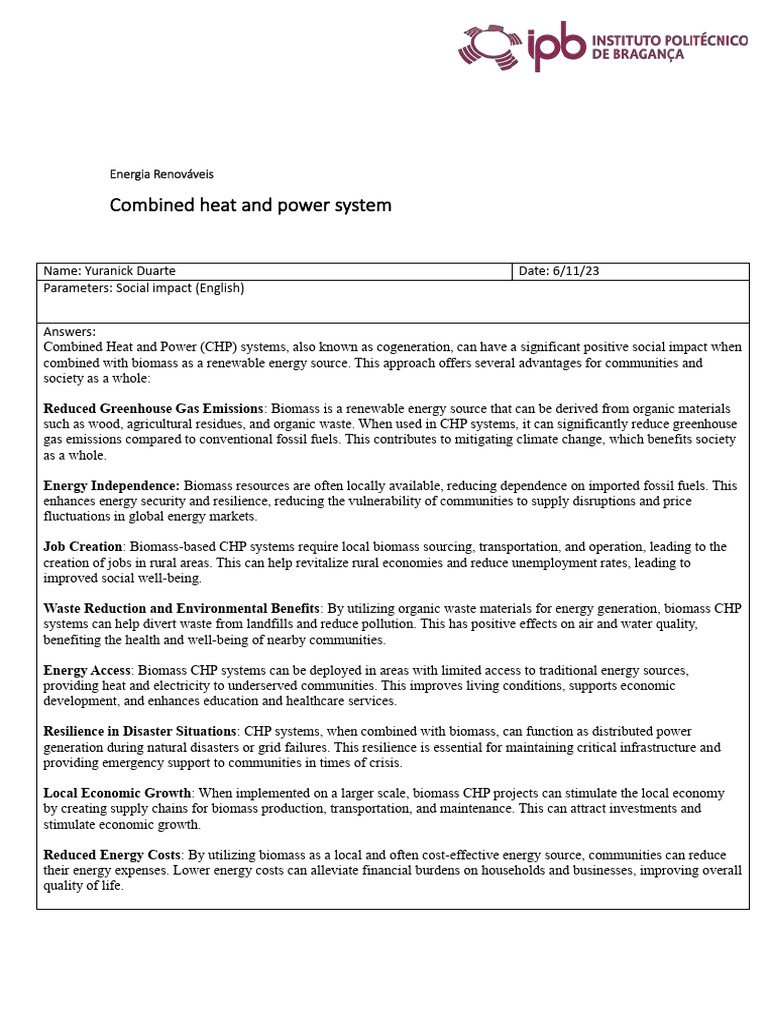 Combined Heat and Power System | PDF | Cogeneration | Energy Development