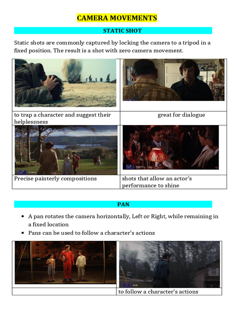 Camera Movements PDF | PDF | Camera